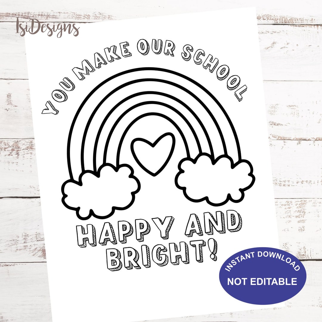Teacher Appreciation Coloring Page, Rainbow Appreciation Letter ...