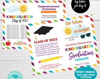Our Future is Bright Kindergarten Graduation Ceremony Editable | Etsy