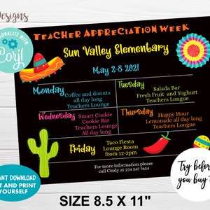EDITABLE Teacher Appreciation Week Itinerary Virtual - Etsy
