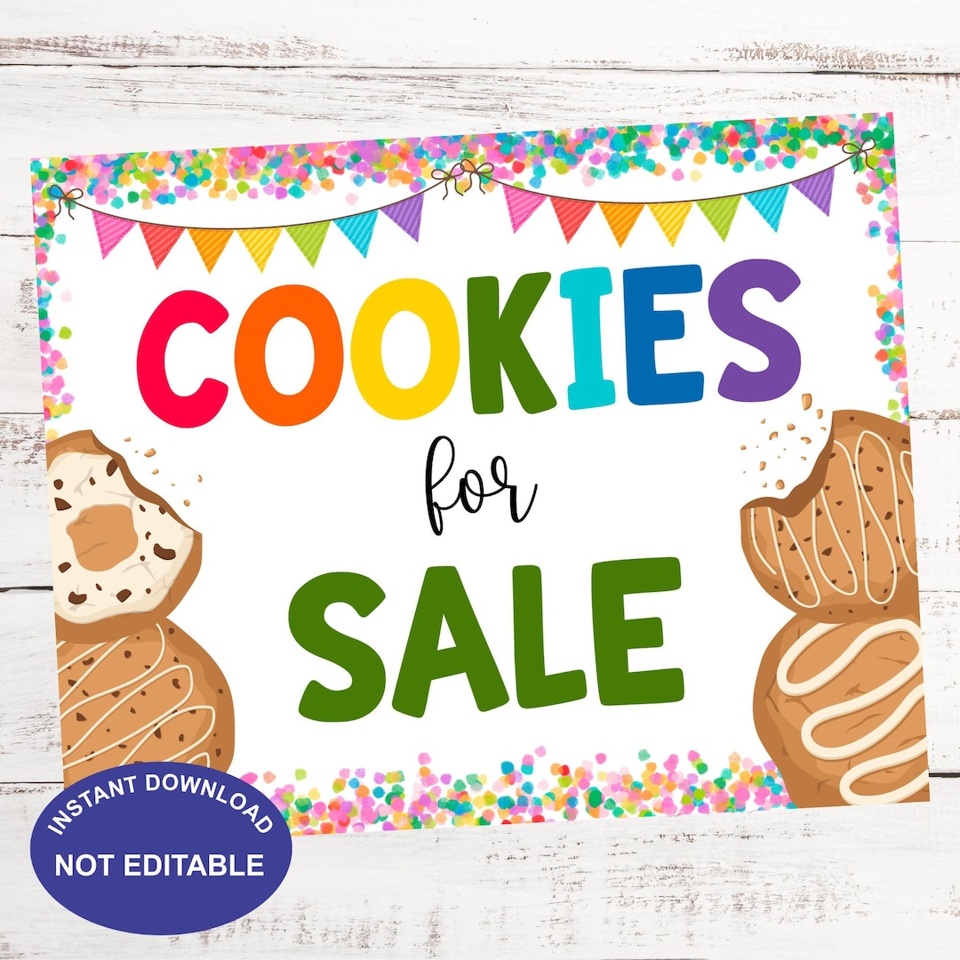 Printable Cookies for Sale Sign | Fundraiser Table Decor | Instant ...