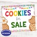 Printable Cookies for Sale Sign | Fundraiser Table Decor | Instant ...
