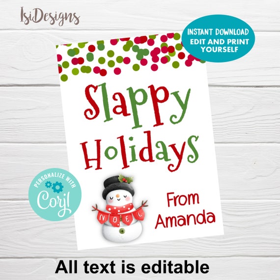 Editable Slap Bracelet Christmas Gift Tag, Slappy Holiday Tags ...