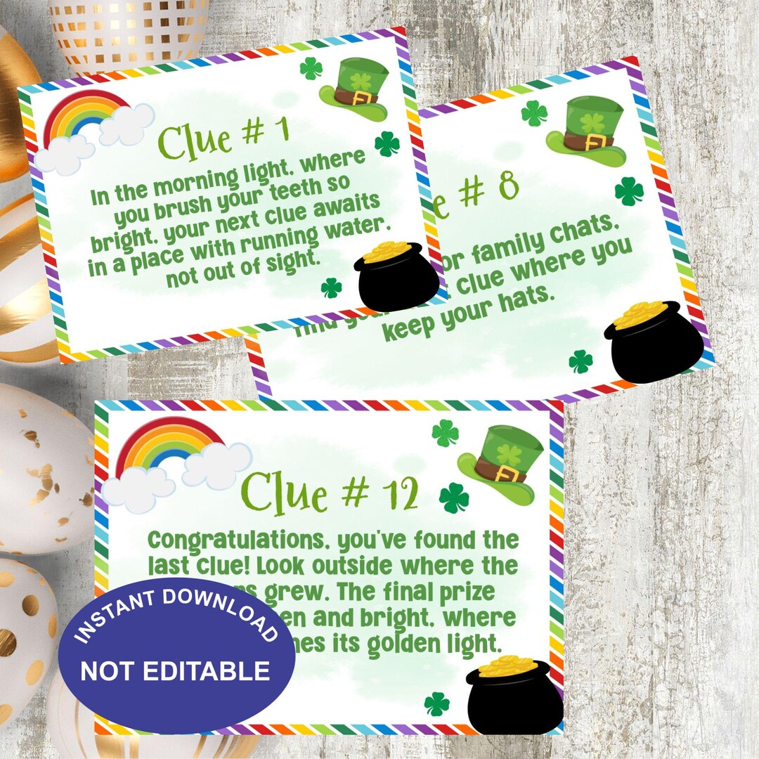 12 Clues St. Patrick’s Day Scavenger Hunt for Kids – Printable Pot of ...