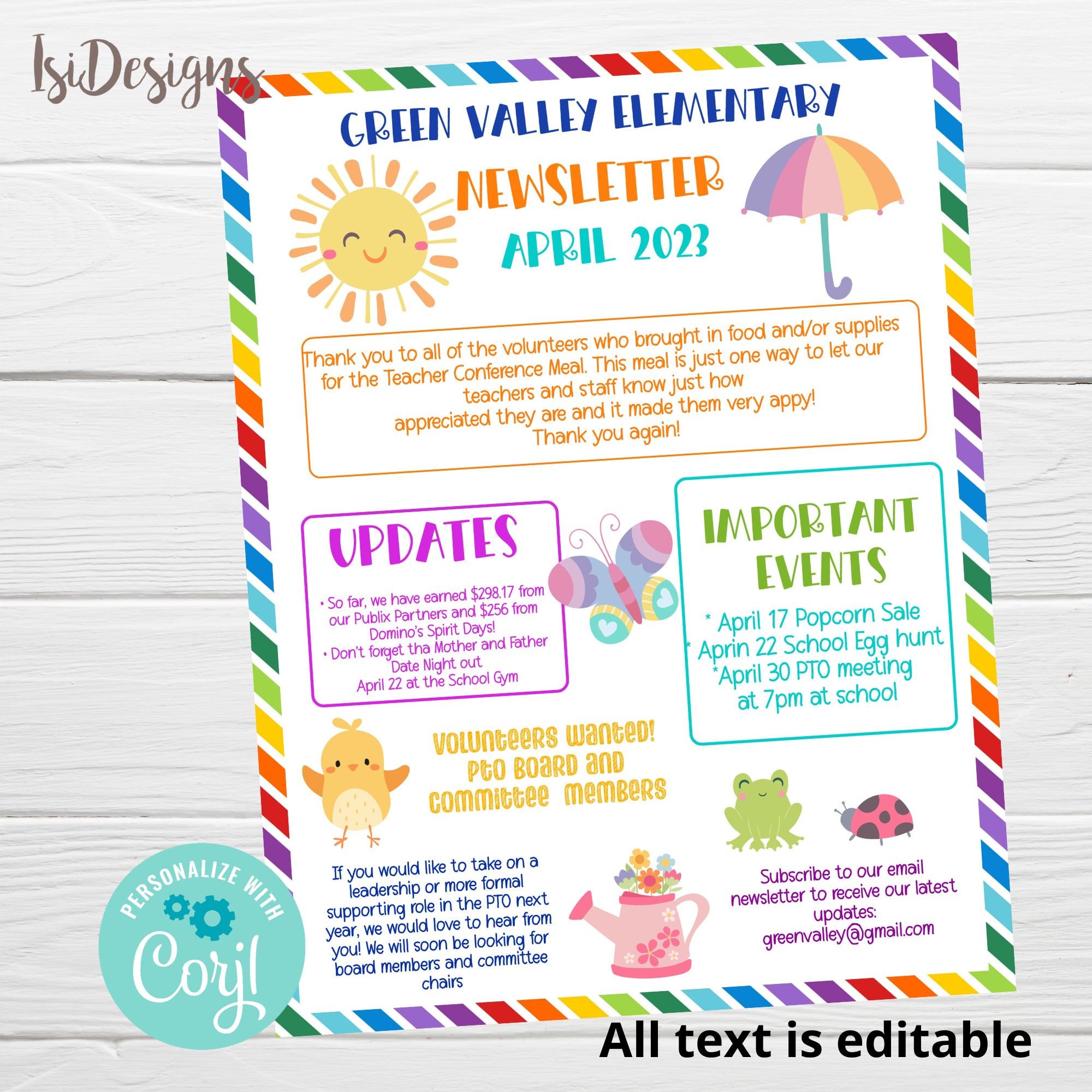 Editable School Newsletter, Spring Newsletter Template, Daycare ...