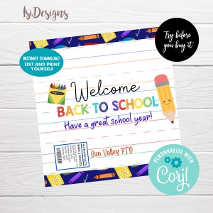Editable Chocolate Bar Wrapper, Back to School Candy Wrapper, Instant ...