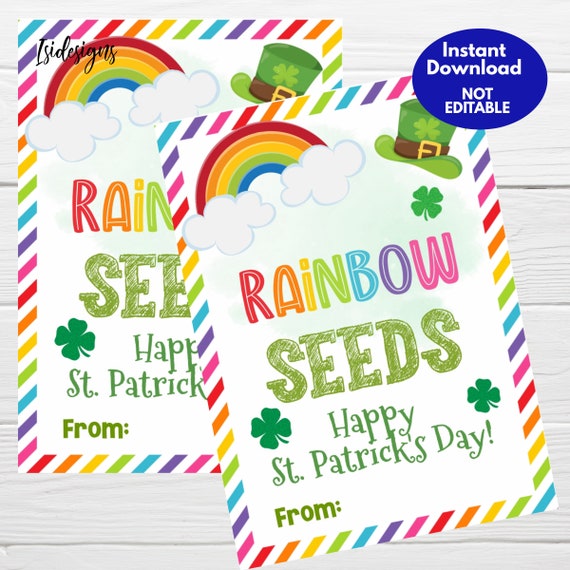 St. Patrick's Day Printable Tags, Rainbow Seeds St. Patrick's Day ...
