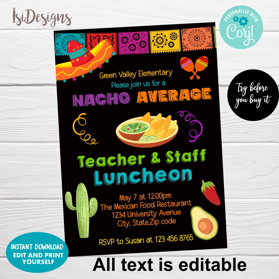Nacho Average Teacher and Staff Appreciation Luncheon Editable ...