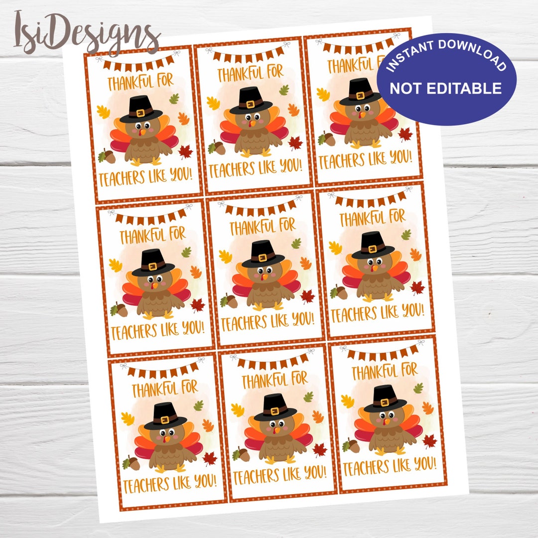 Teacher and Staff Fall Thank You Gift Tags, Instant Download, PTO PTA ...