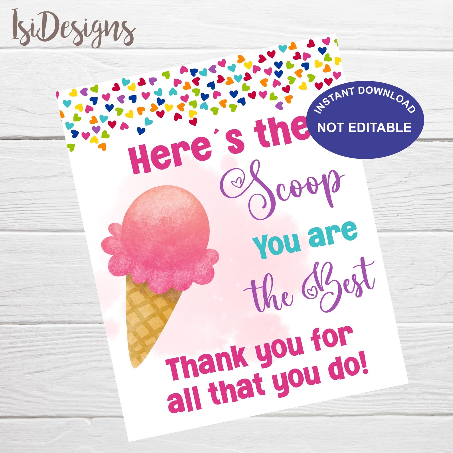 Here's the Scoop Ice Cream Printable Sign INSTANT - Etsy