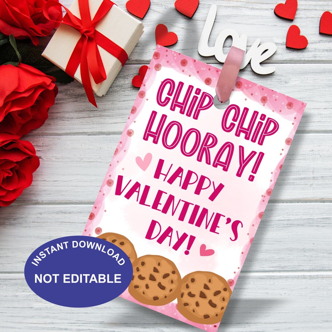 Chip Chip Hooray Printable Kids Valentine's Cards Cookie Gift Tags for ...