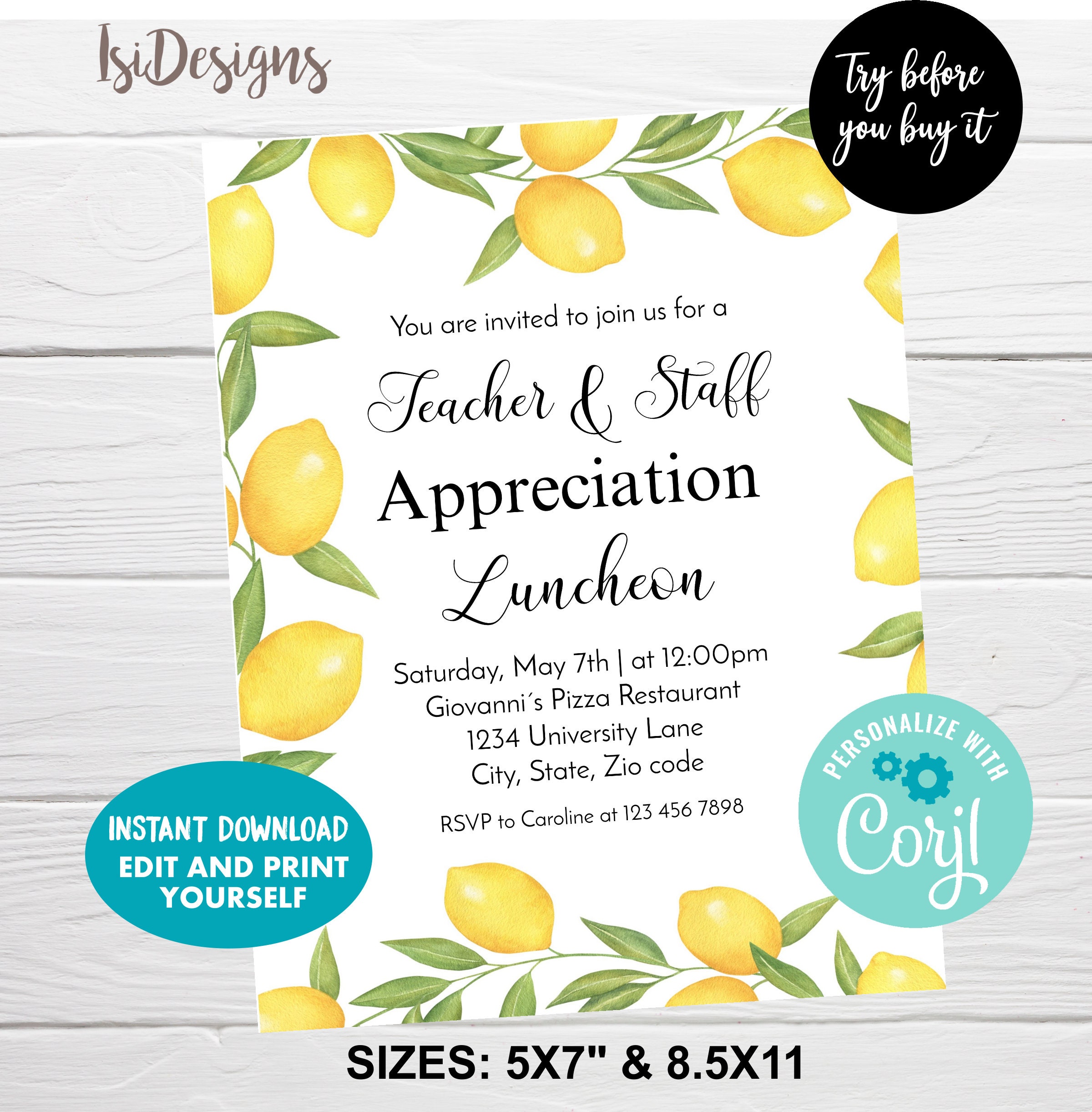 Teacher & Staff Appreciation Luncheon Invitation Editable - Etsy España