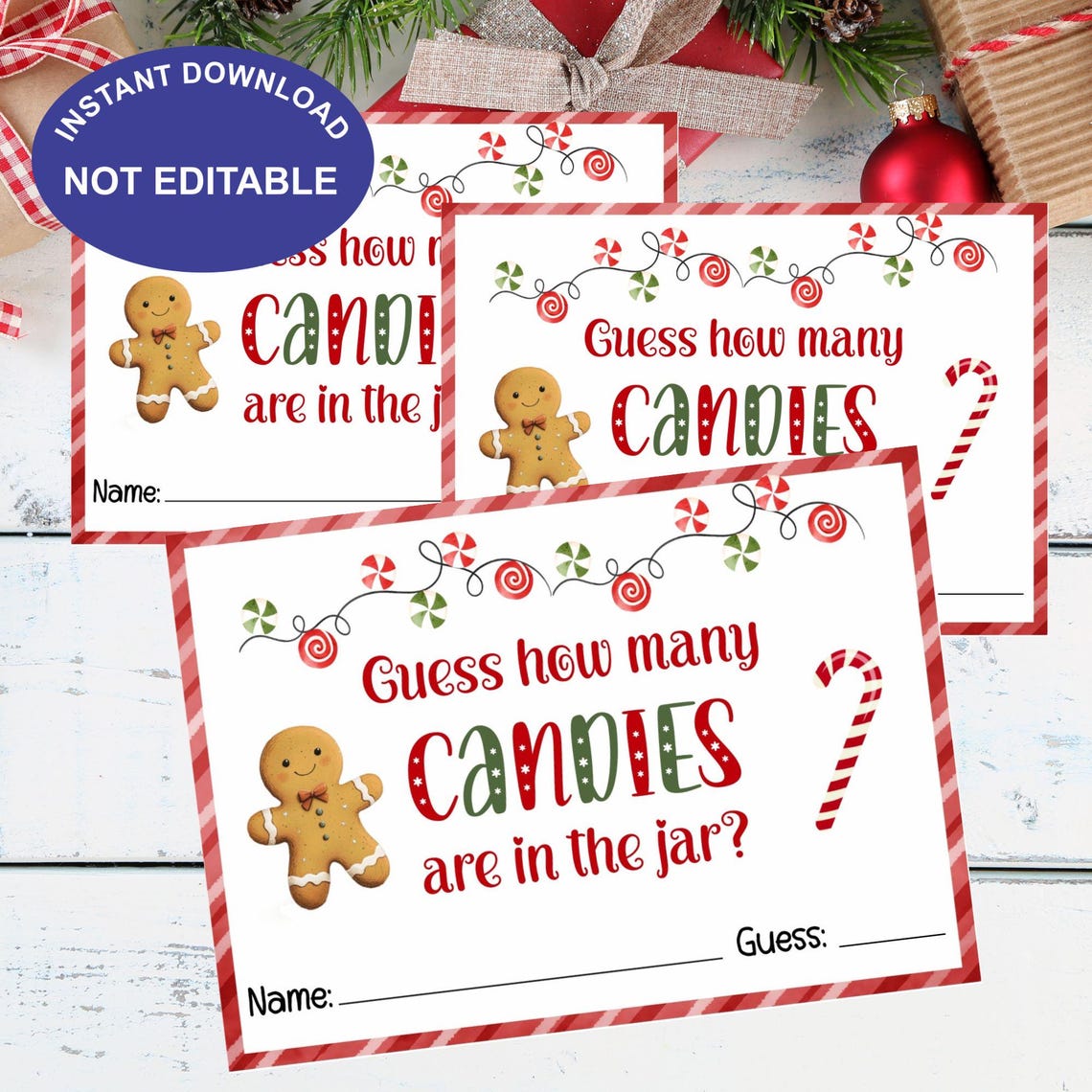 Christmas Candy Guessing Game Printable | Holiday Party Activity ...