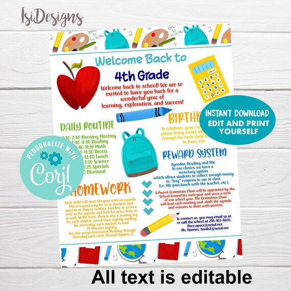 Classroom Newsletter Editable Template, Instant Download, Back to ...