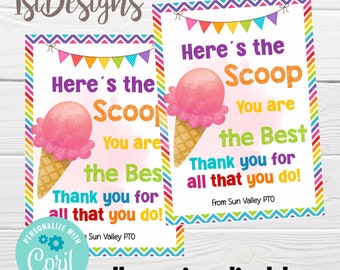 Ice Cream Gift Tag Here's the Scoop You're Awesome - Etsy