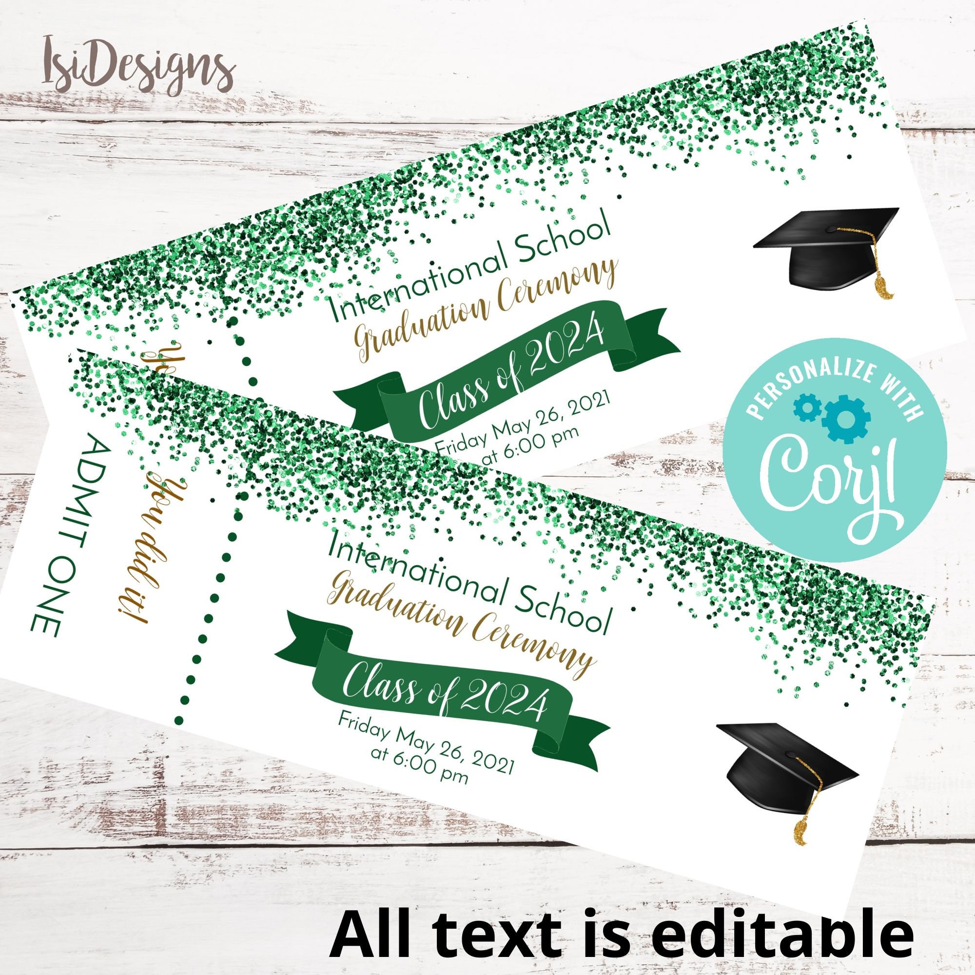 Graduation Editable Ticket Invitation, Instant Download, Graduation ...