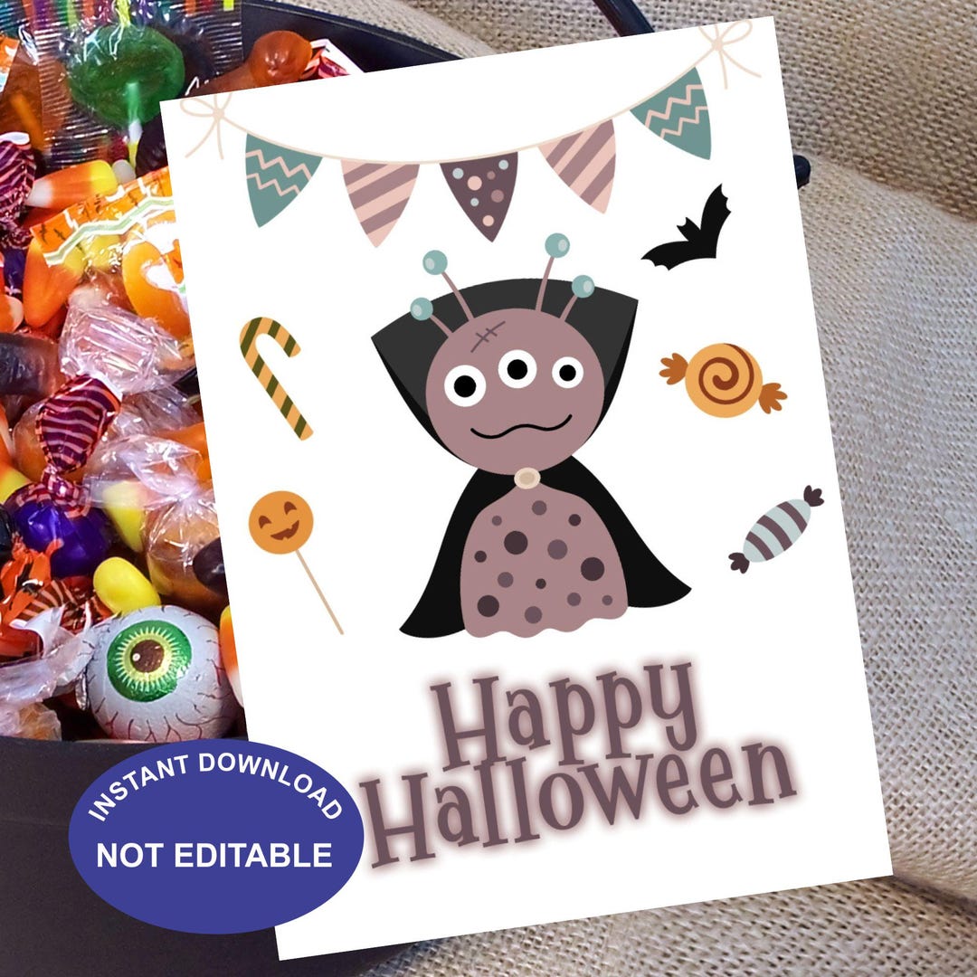 Happy Halloween Gift Tags, Trick or Treat Halloween Monster Tags ...