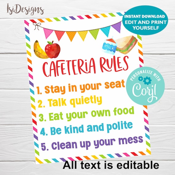 Cafeteria Rules Sign Clip Art