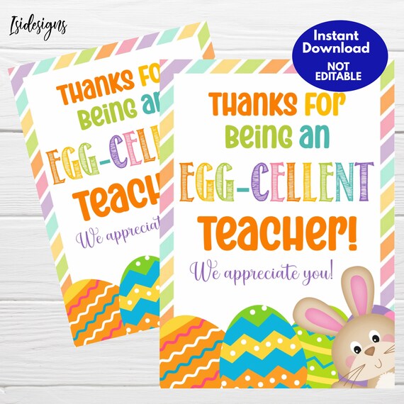 Easter Gift Tags, Thanks for being an egg-cellent teacher Easter ...
