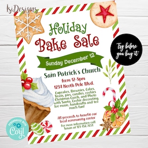 Bake Sale Editable Flyer, Holiday Bake Sale PTA PTO Christmas ...