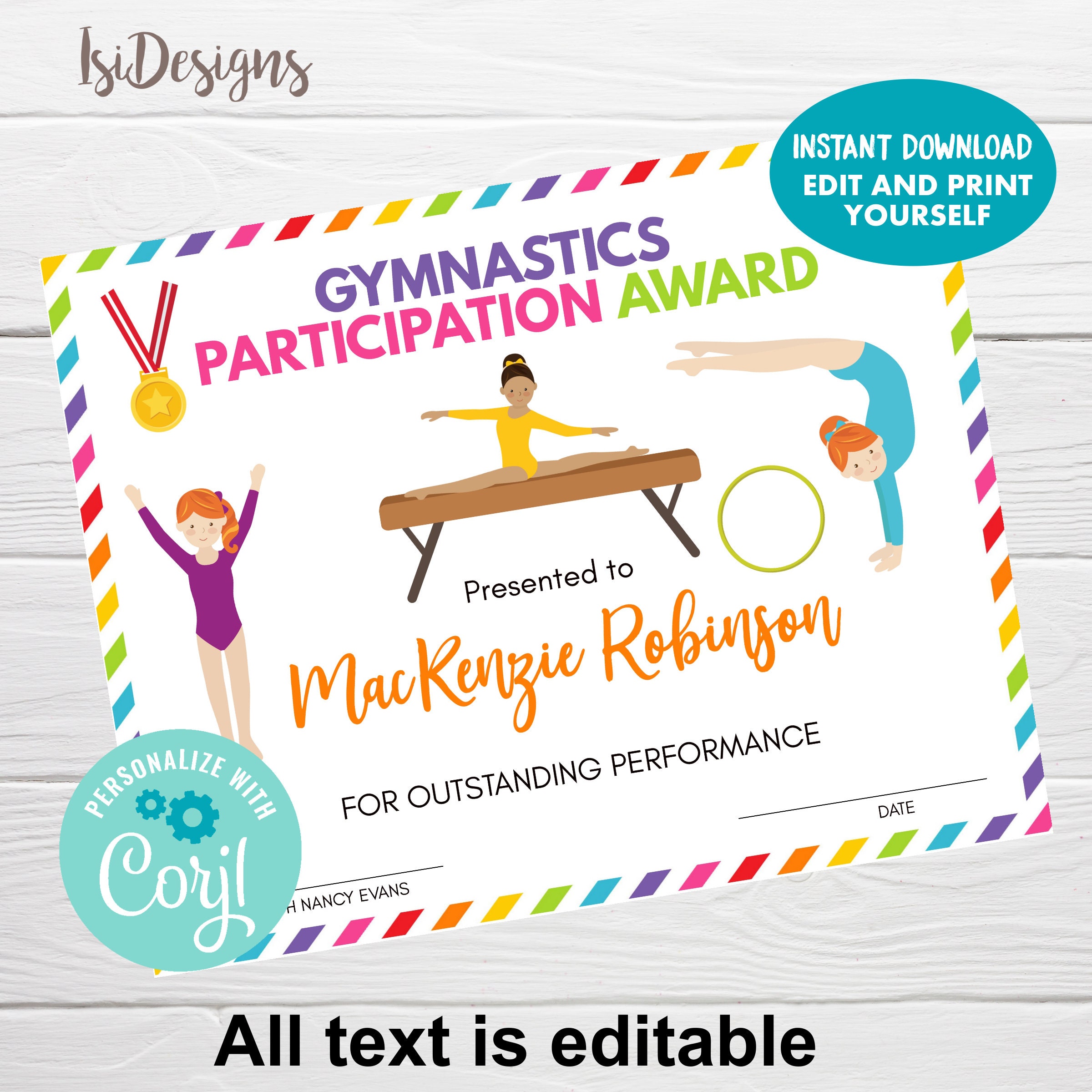 Gymnastics Certificate Template