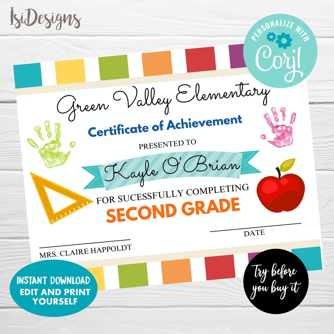 Elementary Editable Diploma, Kindergarten Graduation, Preschool ...