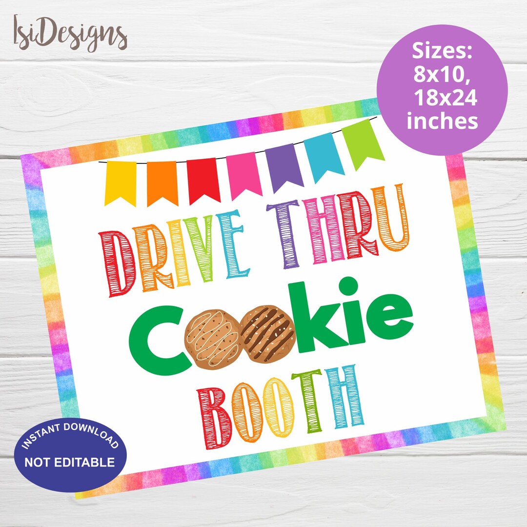 Drive-thru Cookie Booth Sign | Printable Cookie Sale Banner | Girl ...