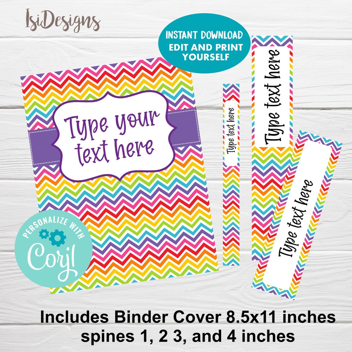 Editable School Binder Cover, Instant Download, Rainbow Colors Ring ...