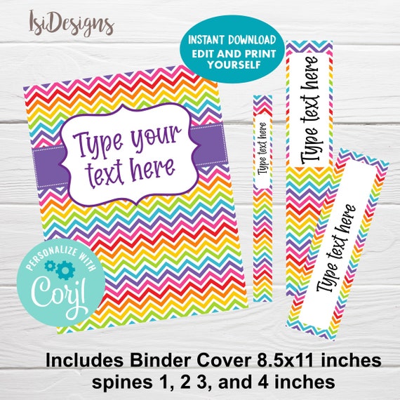 Editable School Binder Cover, Instant Download, Rainbow Colors Ring ...