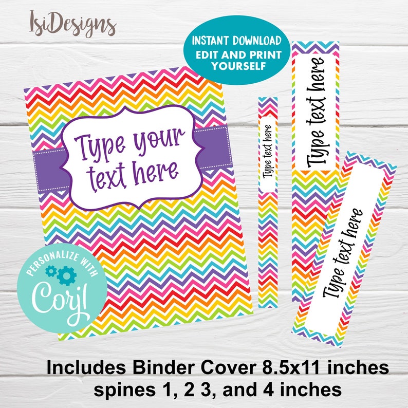 Editable School Binder Cover, Instant Download, Rainbow Colors Ring ...