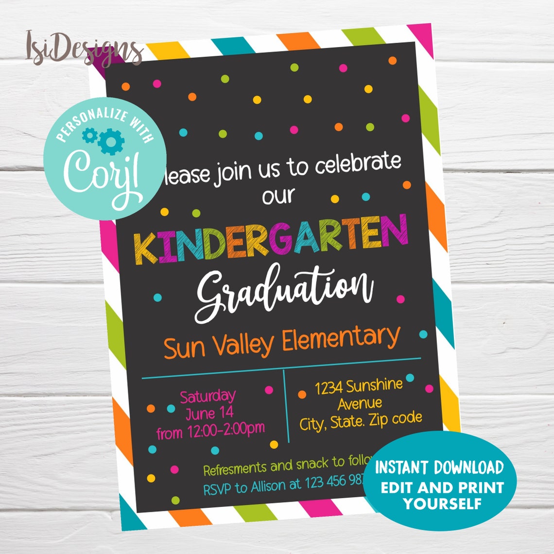 Kindergarten Graduation Invitation Instant Download - Etsy