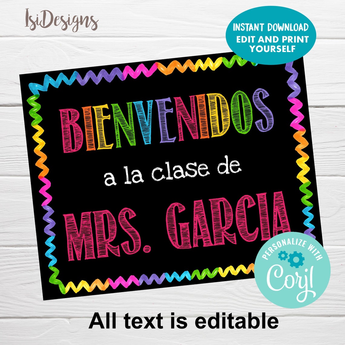 Spanish Class Editable Welcome Sign Instant Download Teacher - Etsy