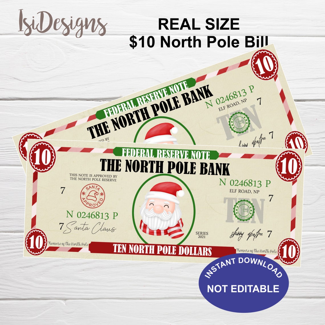 PRINTABLE Santa Claus Money Bundle Stocking Stuffer - Etsy