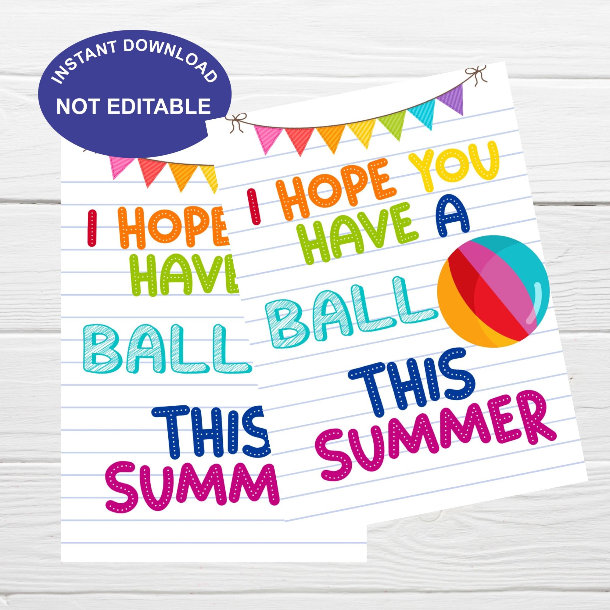 Hope You Have a Ball Gift Tag, End of School Year Printable Tags, Beach ...