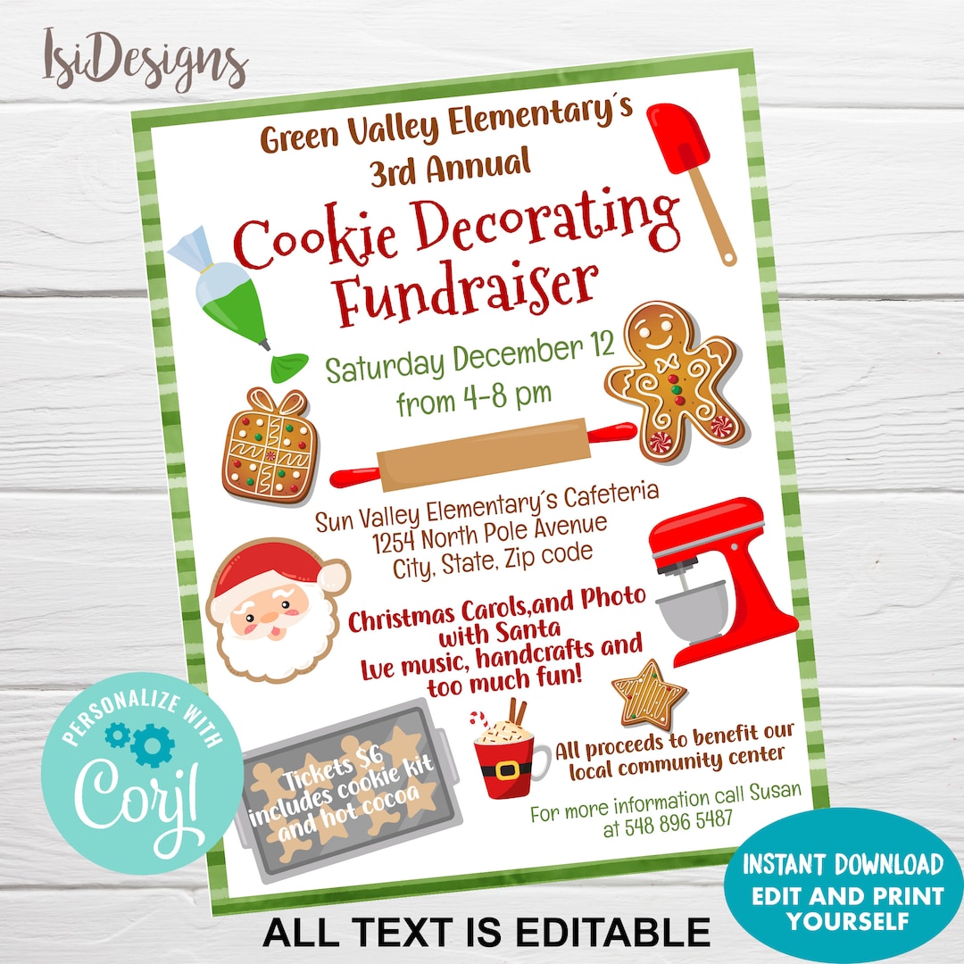 EDITABLE Christmas Cookie Decorating Flyer, Holiday Cookie Decorating ...