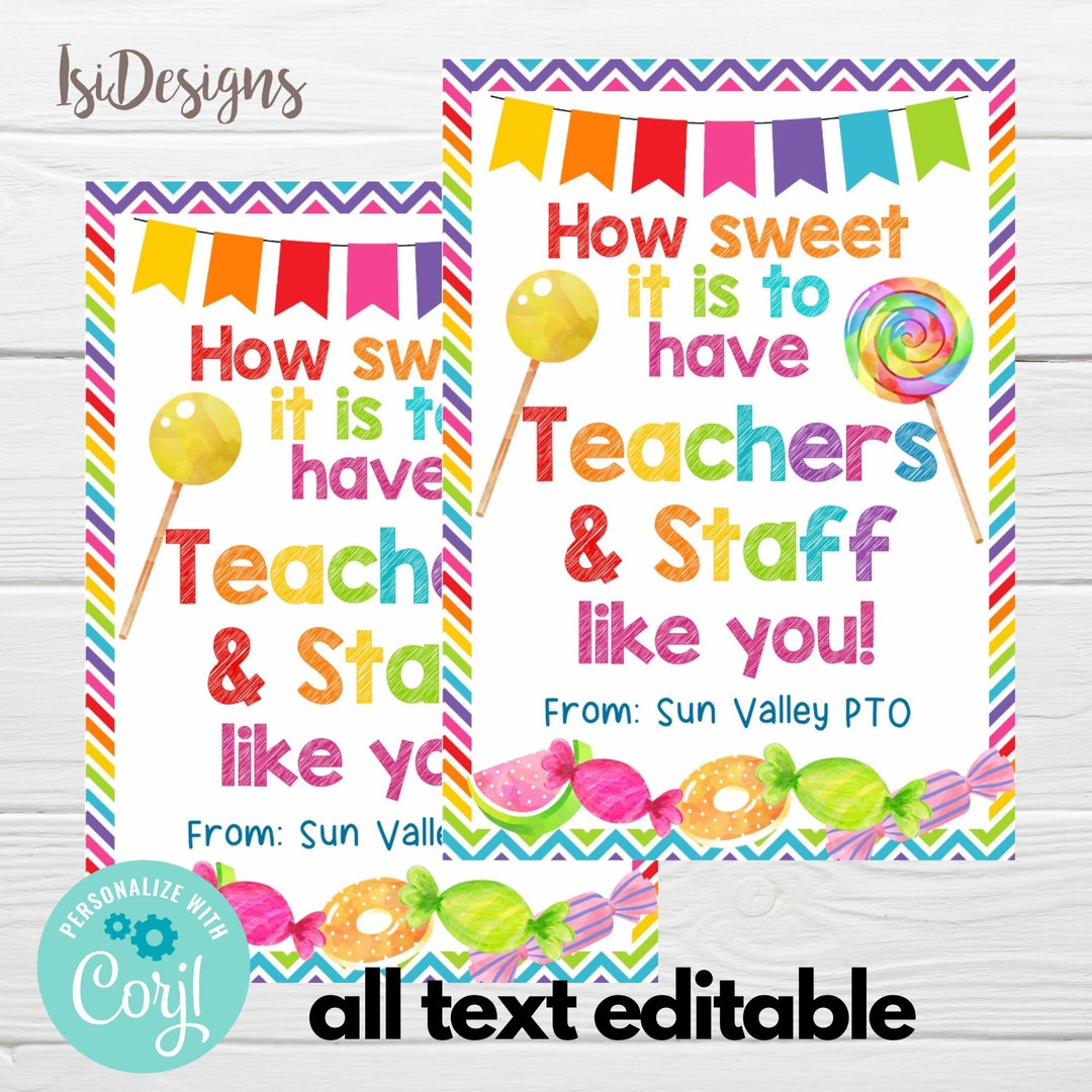Teacher Appreciation Gift Tag, How Sweet It is to Be Taught by You ...