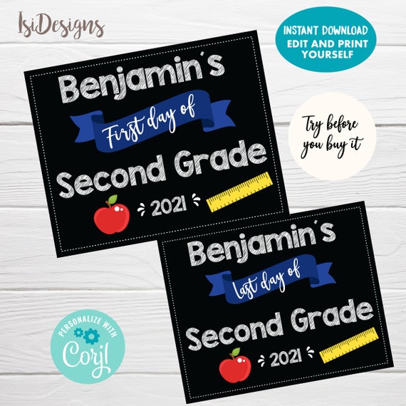 Editable First day of school chalkboard sign, last day of school ...