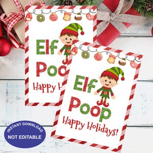 Printable Elf Poop Tags | Kids Christmas Gift Tags for Treats | Holiday ...