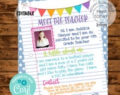 Editable Meet the Teacher Welcome Students Back to School - Etsy