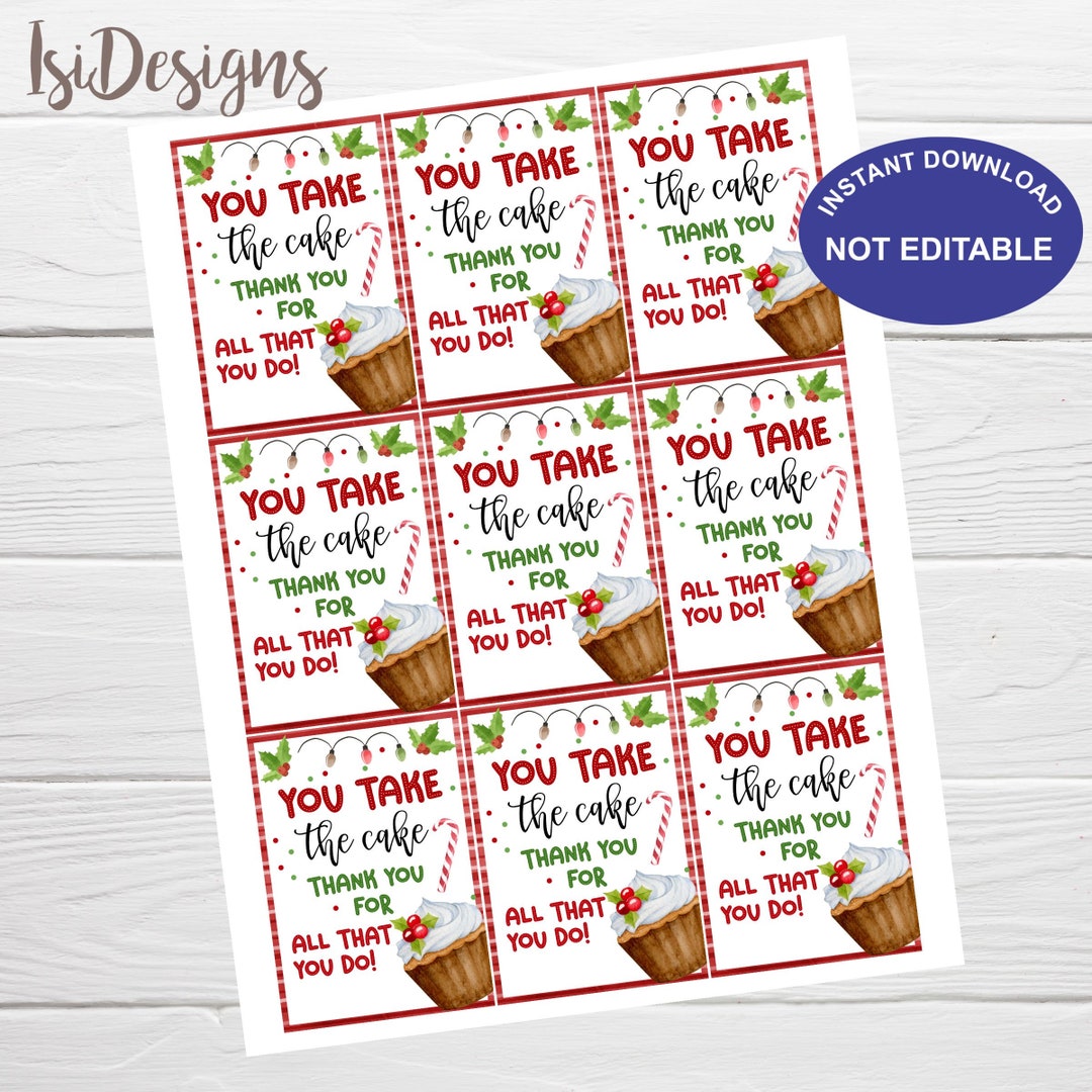 Christmas Cake Appreciation Gift Tags, You Take the Cake Gift Tags ...