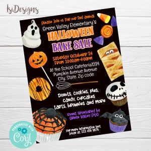 Editable Halloween Bake Sale Flyer, Holiday Treats Sale Poster, Trunk ...