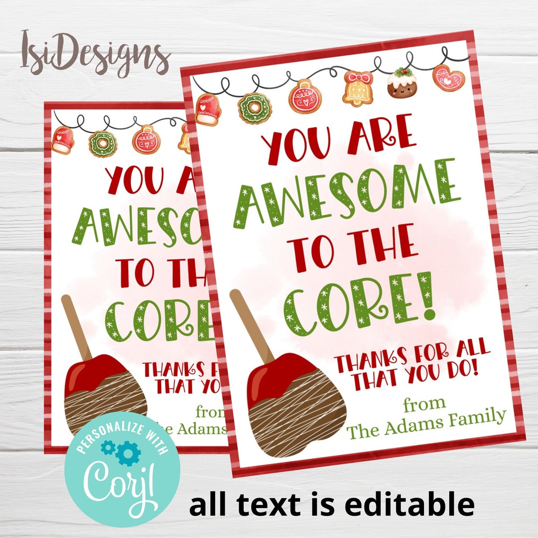 Apple Appreciation Editable Gift Tags You Are Awesome to the - Etsy