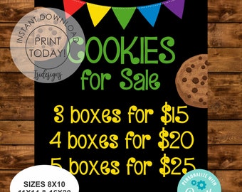 Editable Cookie Booth Sign - Etsy