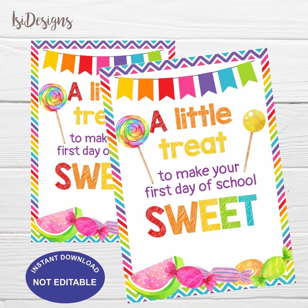 Back to School Gift Tag, Printable A Little Treat First Day of School ...