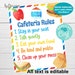 School Cafeteria Editable Rules Sign, Instant Download, Lunchroom ...