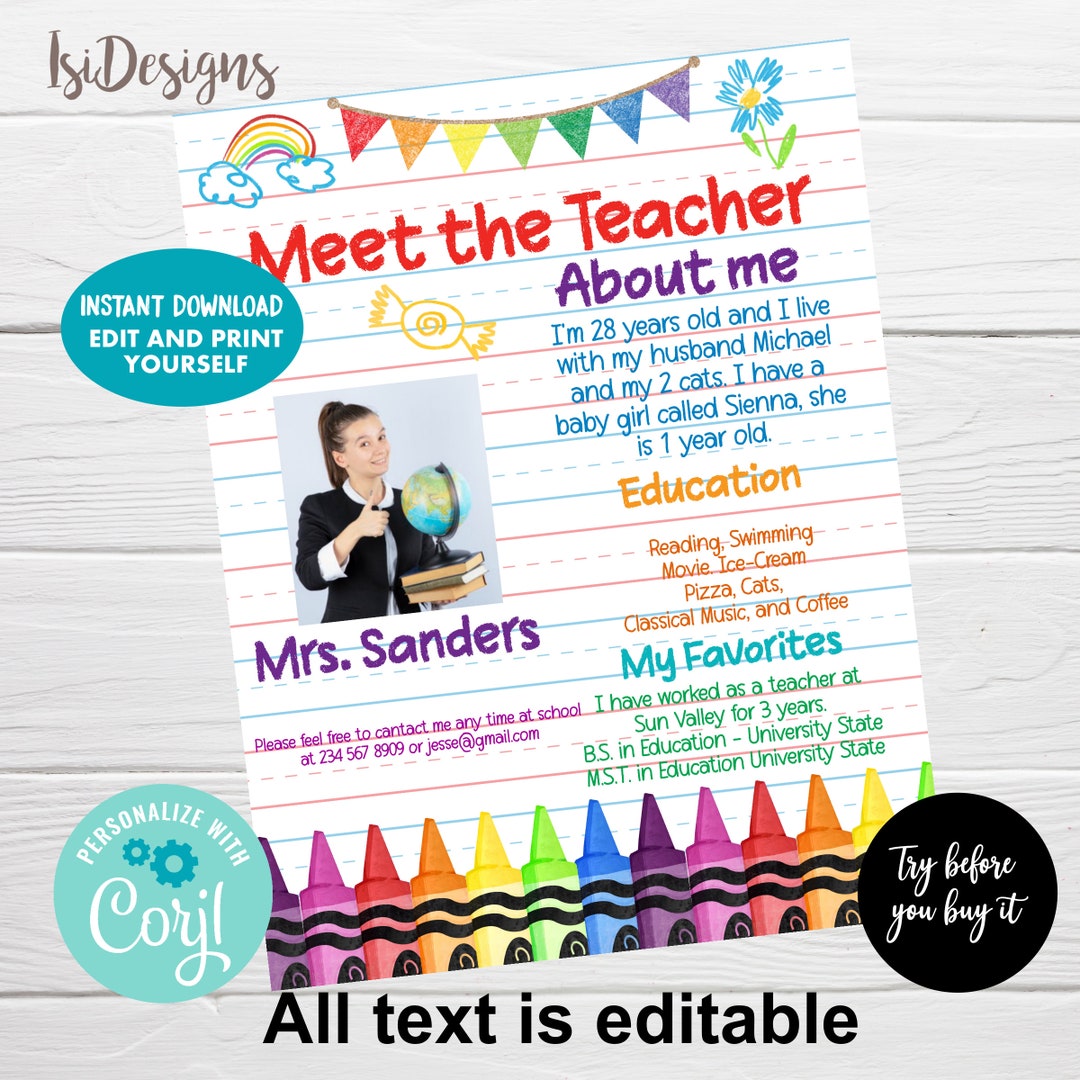Meet the Teacher Editable Flyer, Back to School, Open House, Teacher ...