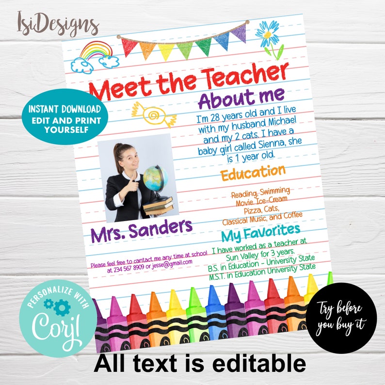 Meet the Teacher Editable Flyer Back to School Open House - Etsy