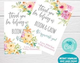 Thank You for Helping Us Grow Garden Bloom Flower Theme - Etsy