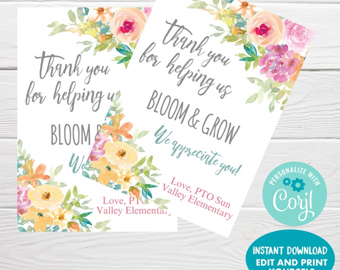 Thank You for Helping Us Grow Gift Tag Teacher Appreciation - Etsy