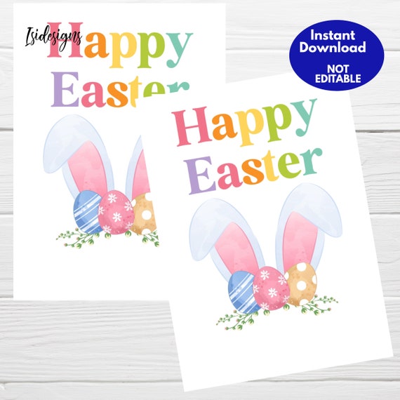 Printable Easter Bunny Gift Tag, Instant Download, Easter Bunny Ears ...