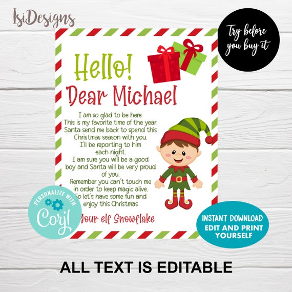 Editable Elf Letter Instant Download Elf Arrival Letter Elf | Etsy